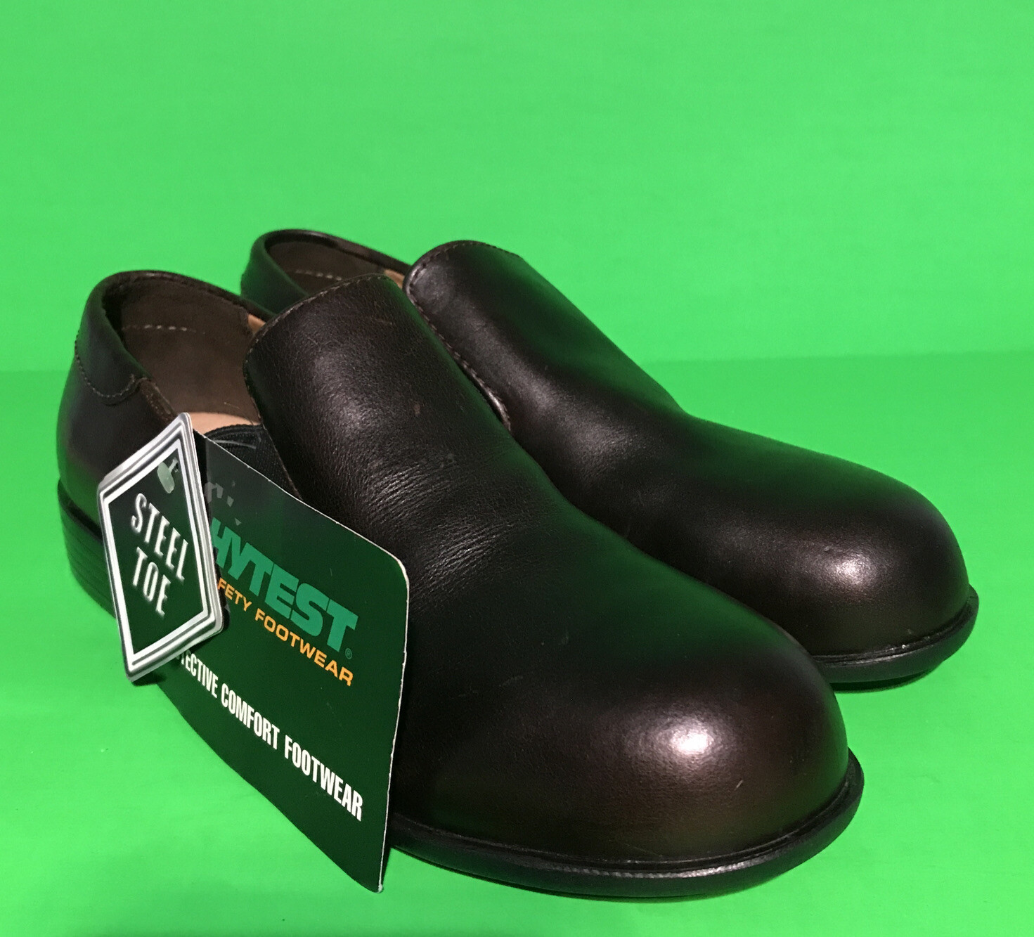 HyTest Brown Leather Slip On Oxford Steel Toe! Womens Size 6 1/2 | eBay