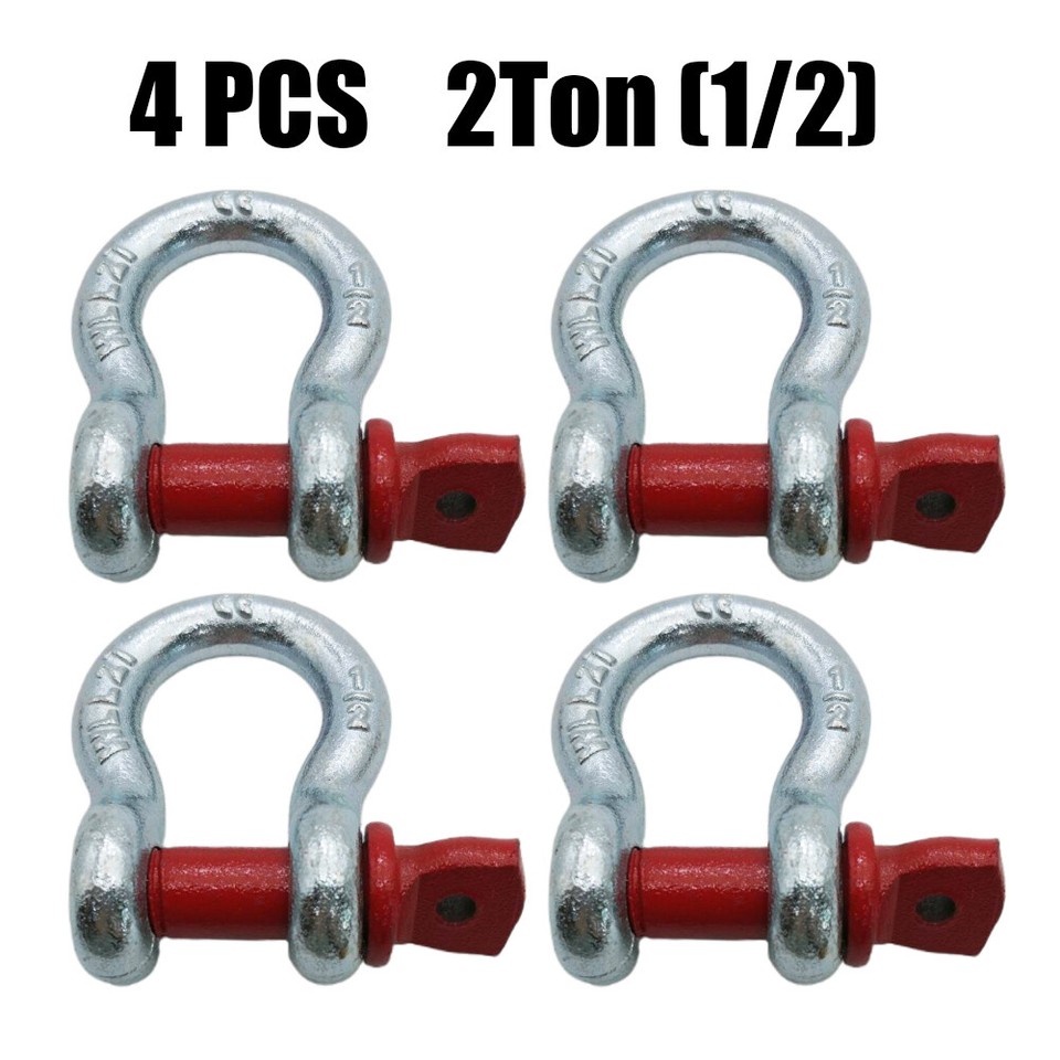 2/4x Lifting Shackle Galvanised Screw Pin Tested Bow Shackles (Various ...