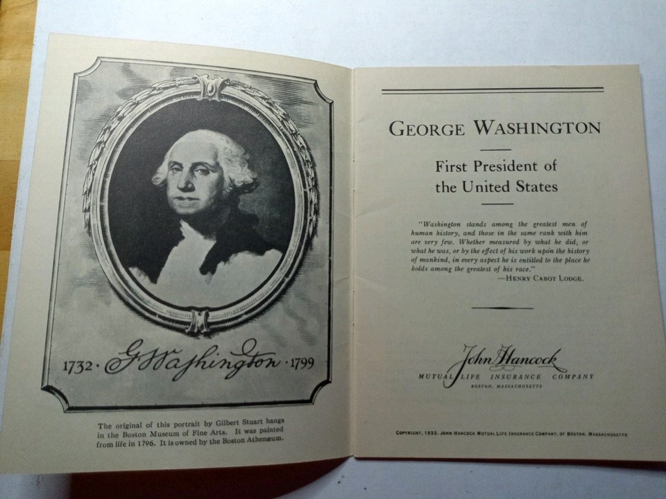 Vintage - George Washington - 1933 - John Hancock Life Insurance Co ...