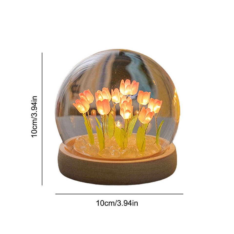 Bedside Lamp Plastic Table Lamp Artificial Tulip Flower Night Light for ...