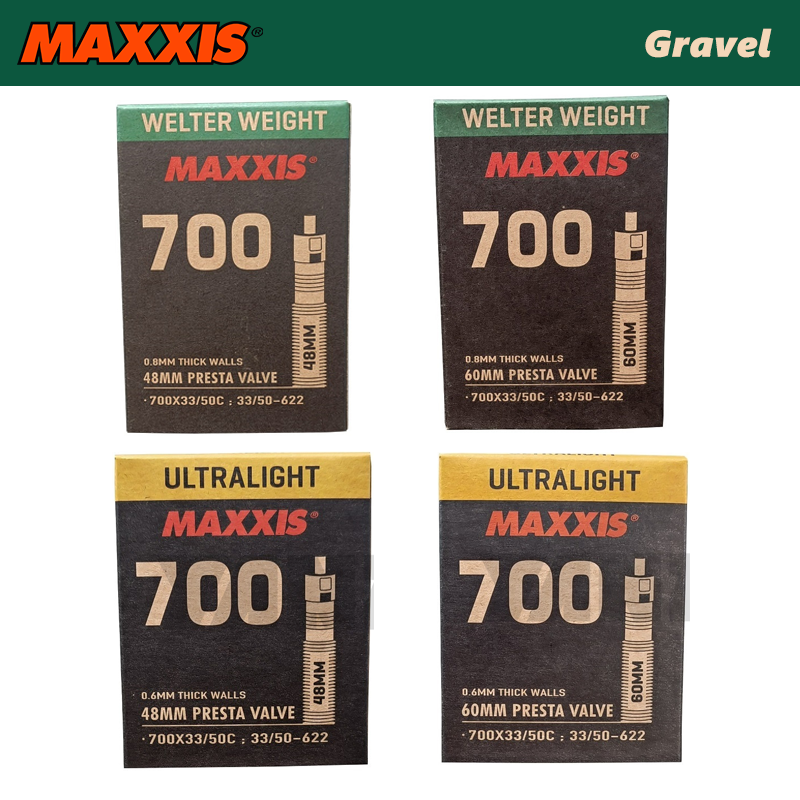 1/2 Pcs Maxxis Ultralight/Welter Weight Inner Tube 700x33-50C Gravel FV ...
