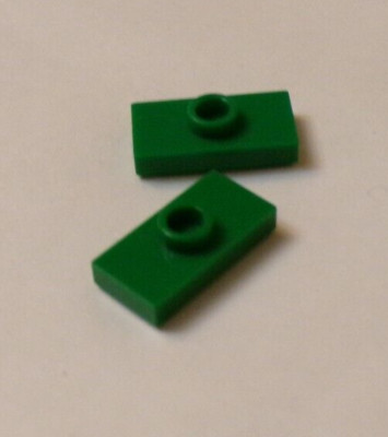 Lego x2 Green 1x2 Plates, One Stud, Jumper Bottom Groove, 3794b, 15573 ...