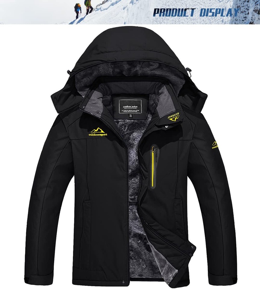 Men's Outdoor Ski Snow Jacket Mountain Hiking Warm Fleece Lined Winter ...