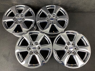 (4) Ford F150 Original PVD Chrome Wheels Rims + Caps 18" Hol. 10168 ...