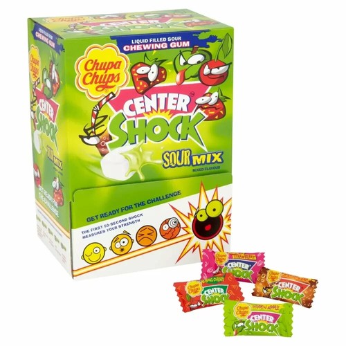 Chupa Chups Center Shock Sour Mixed Flavours Liquid Filled Sour Bubble ...