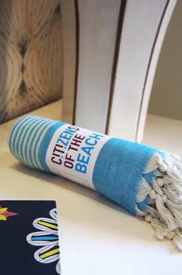 Blue Turkish Beach Bath Towel - %100 Soft Cotton Sand Free Sarong Throw ...