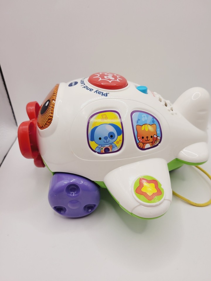 Vtech Play and Learn Aeroplane Sounds Light Up Singing Toy Plane Pull ...