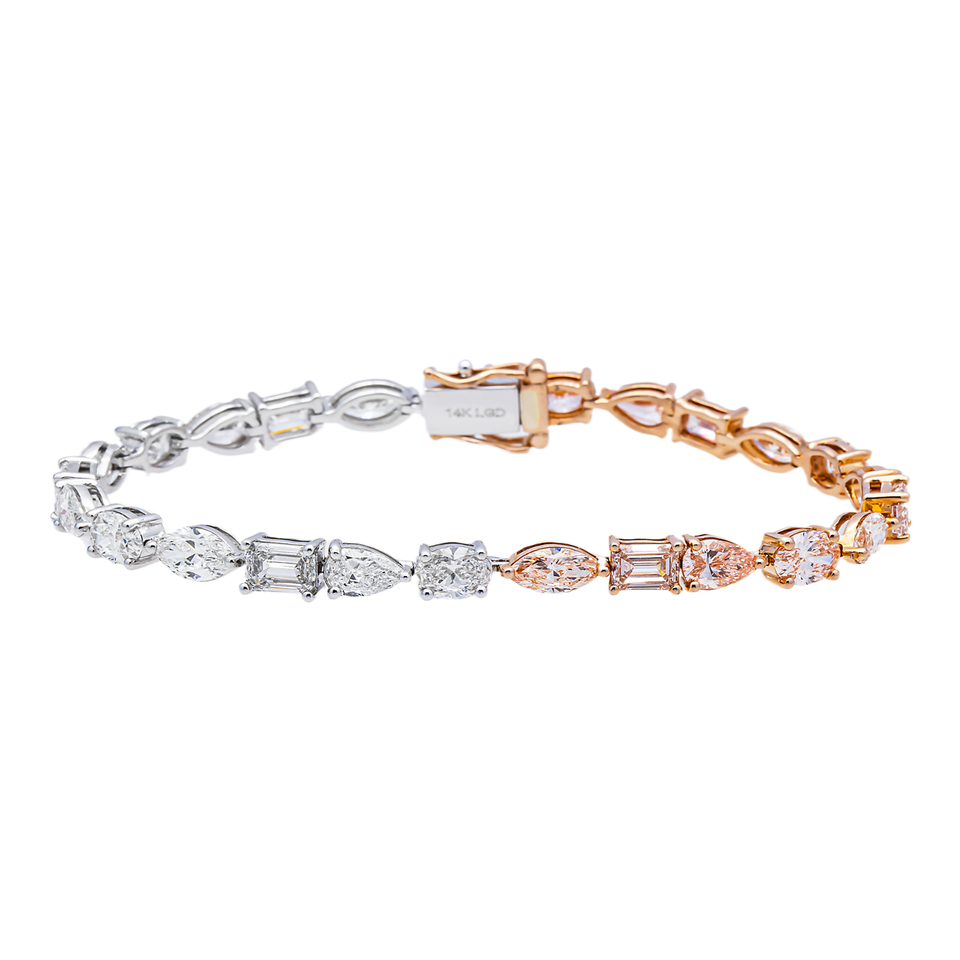 14K Two Tone Gold Multi Cut Diamond Tennis Bracelet 11.77 CT | eBay