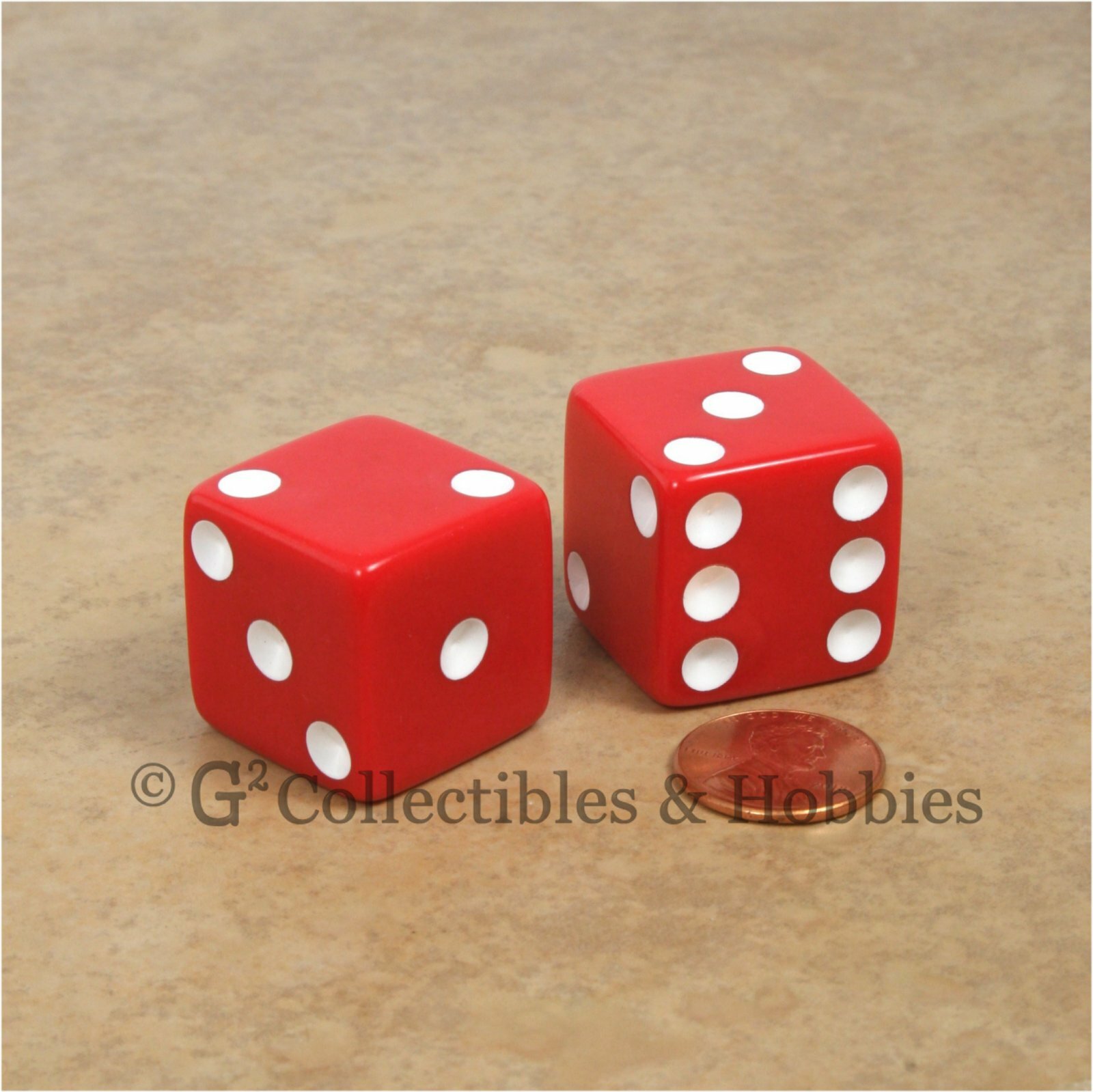 NEW 2 Jumbo 25mm 1 inch Red Dice Pair RPG Board Game Large Six Sided D6 ...