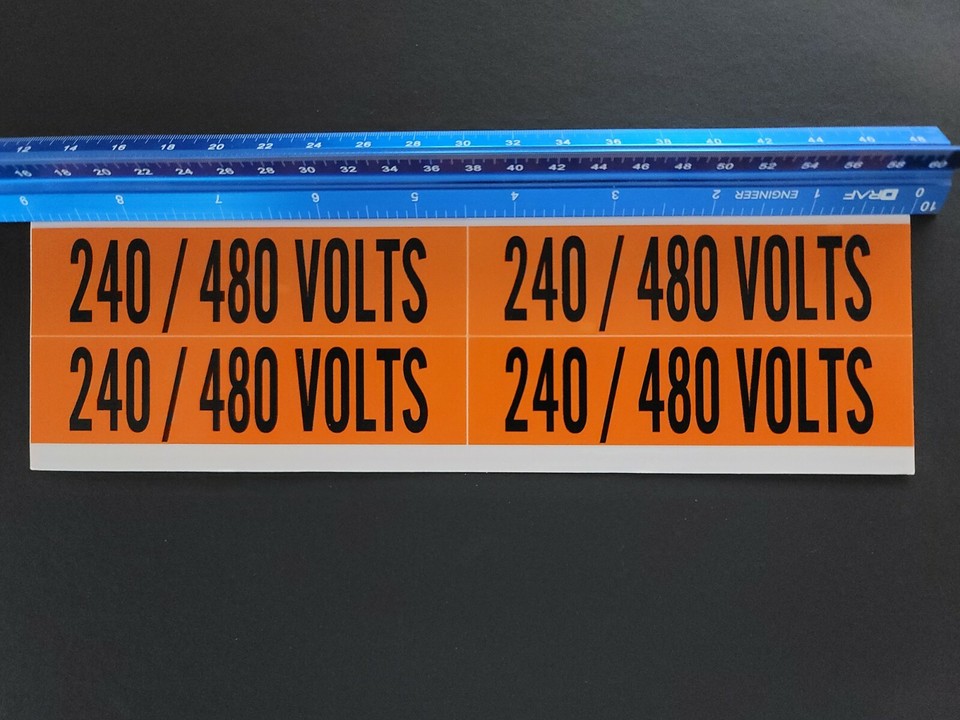 240/480 VOLTS - Voltage Label & Conduit Marker, 5 Cards (20x Labels ...