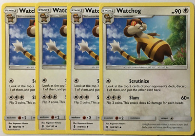 POKEMON 4X WATCHOG 108/145 GUARDIANS RISING UNCOMMON NEAR MINT-PLAYSET ...