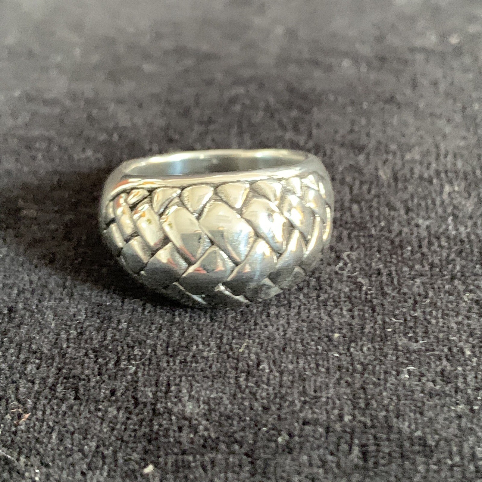 Basket Weave Dome 925 Sterling Silver Ring - Gem