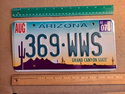 License Plate, Arizona, Sunset, Saguaro Cacti, Passenger, 369 - WWS | eBay