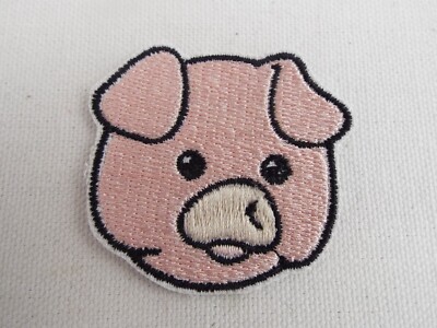 Pink Pig Face Embroidered Iron-on Patch. | eBay