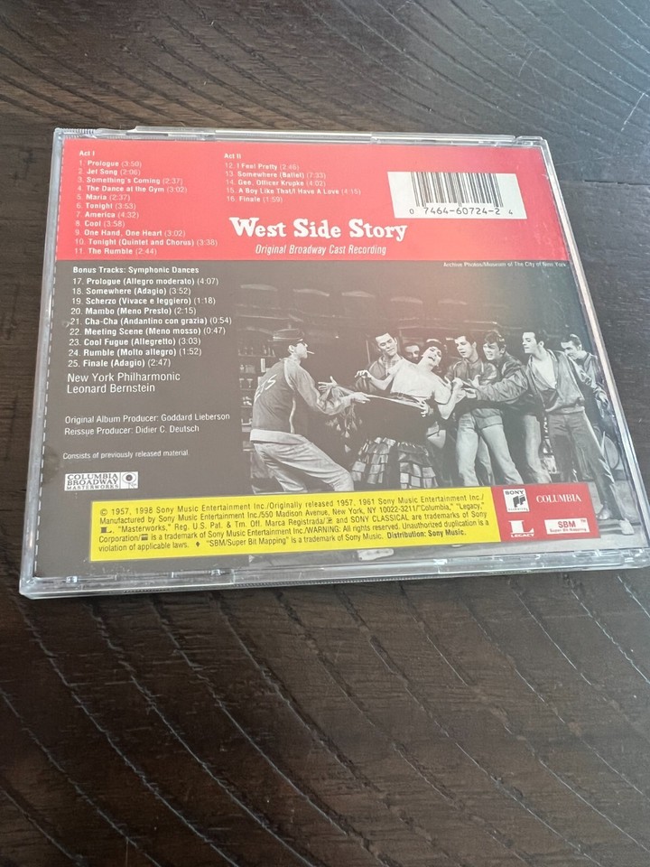 West Side Story Original Broadway Cast Recording Preowned cd | eBay