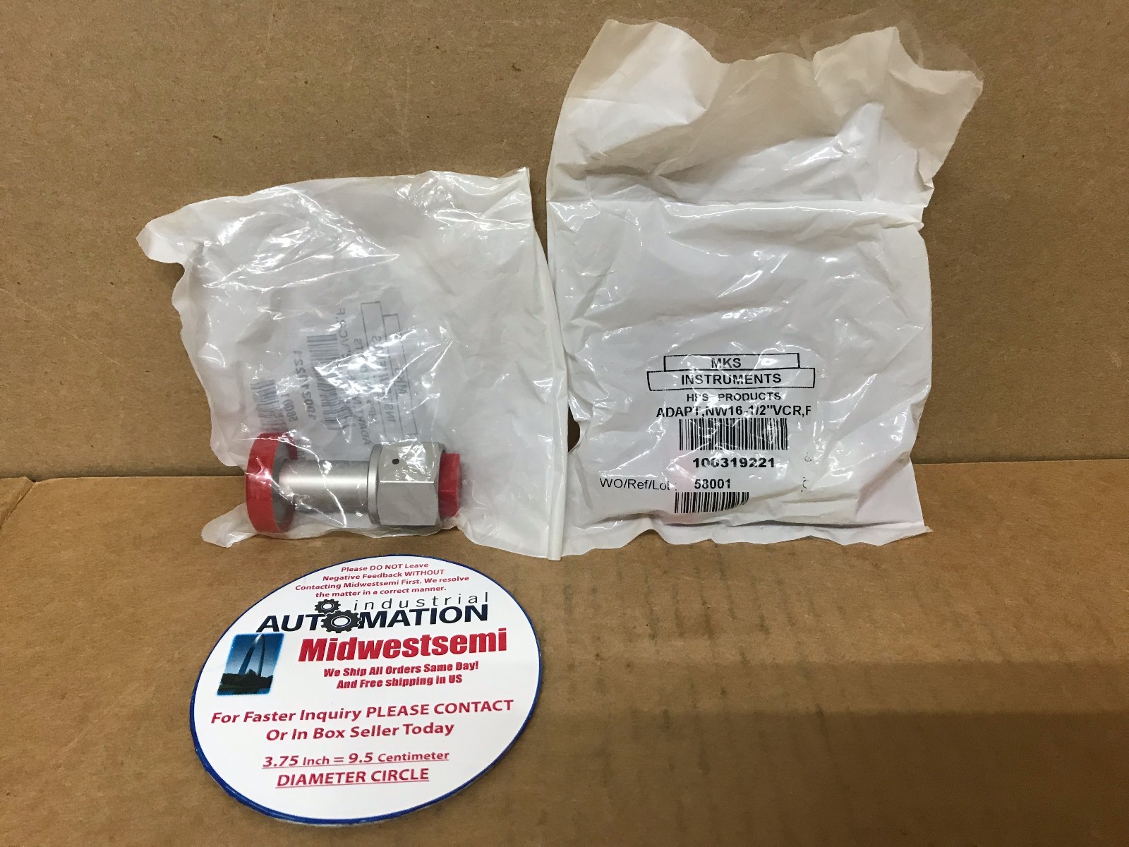 2 NEW 100319221 MKS NW16-1/2”VCR,F ADAPTER NW16 - 1/2" VCR, F VPS ...