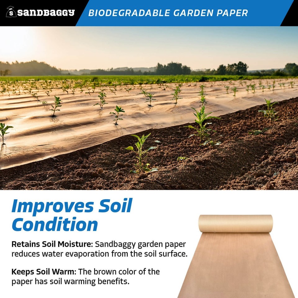 Sandbaggy Biodegradable Landscape Fabric - Garden Paper For Weeds ...