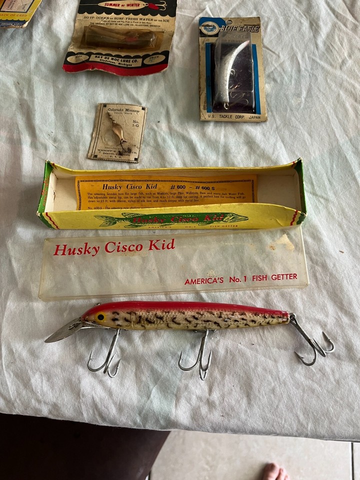 10 Vintage Fishing Fish Lures in Package Musky Cisco Kid Abu Sweden ...