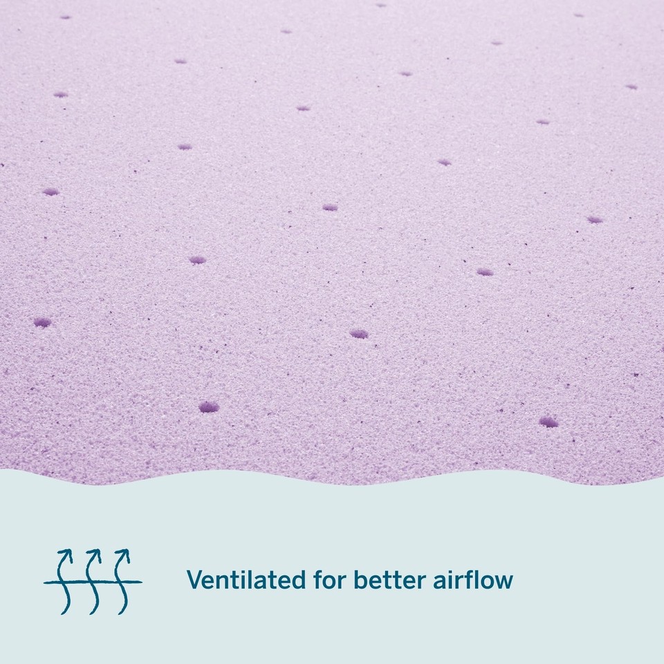 Lucid 3 Inch Lavender Infused Memory Foam Mattress Topper - Ventilated ...
