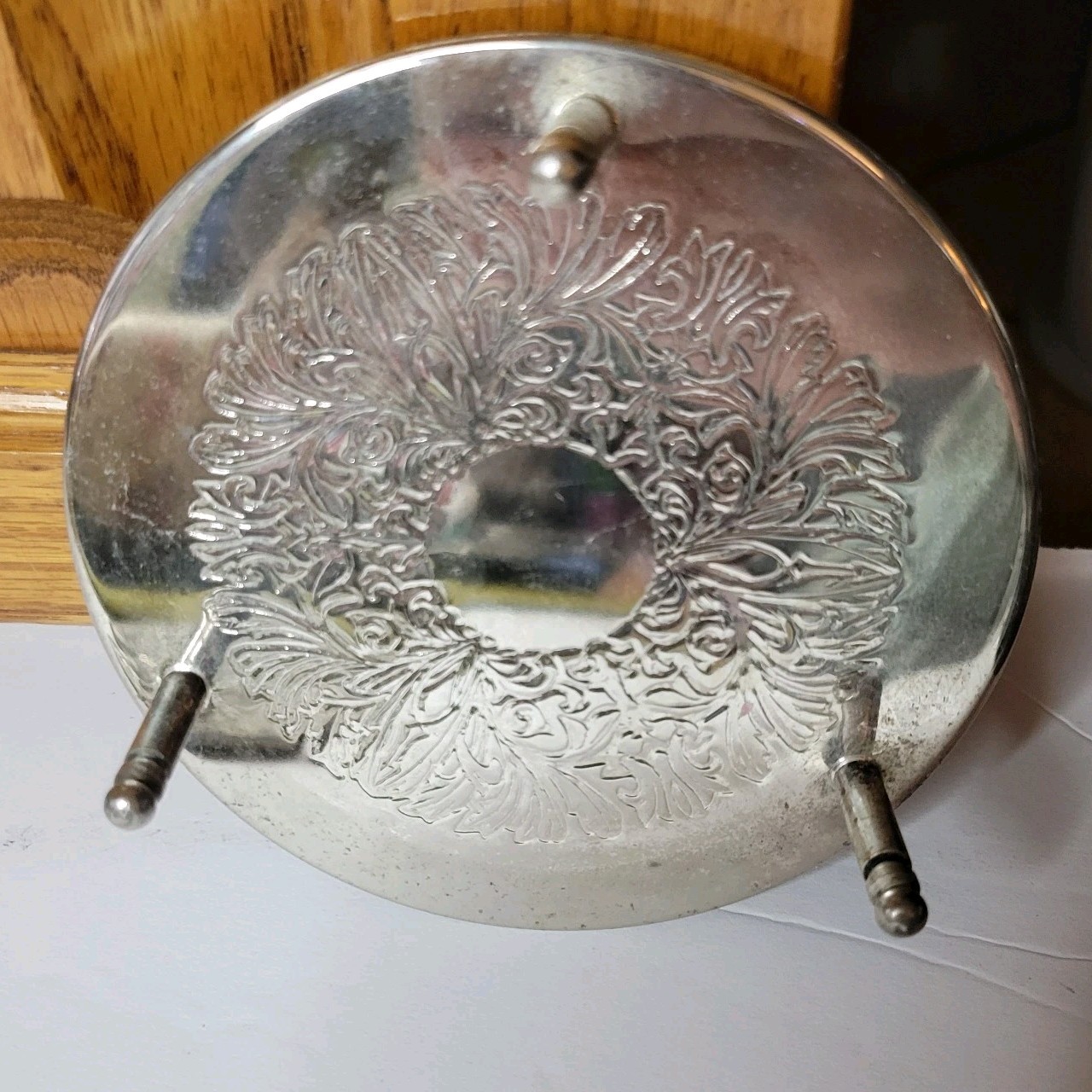 7 Piece Silver Plated Engraved Embossed Coaster Set of 6 with Holder ...