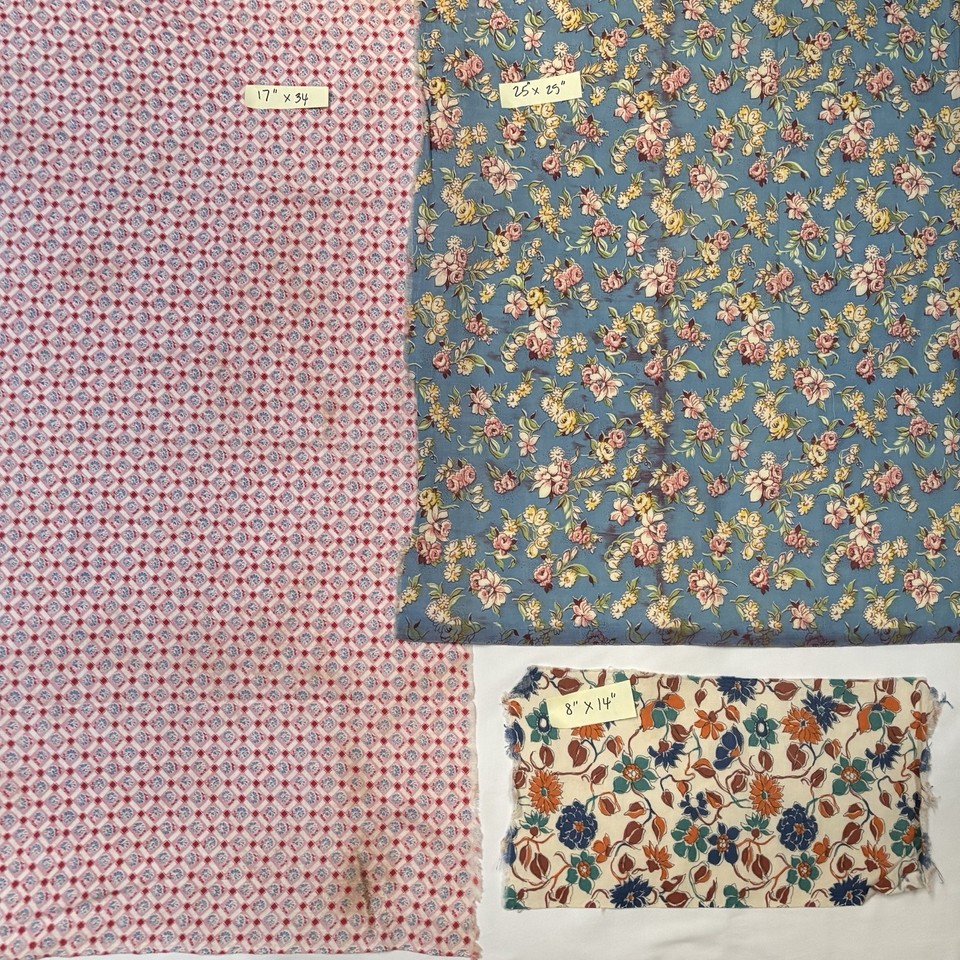 Vtg Lot 23 Partial Feed Sack Fabric Floral Geometric 1930s-40s Textiles ...