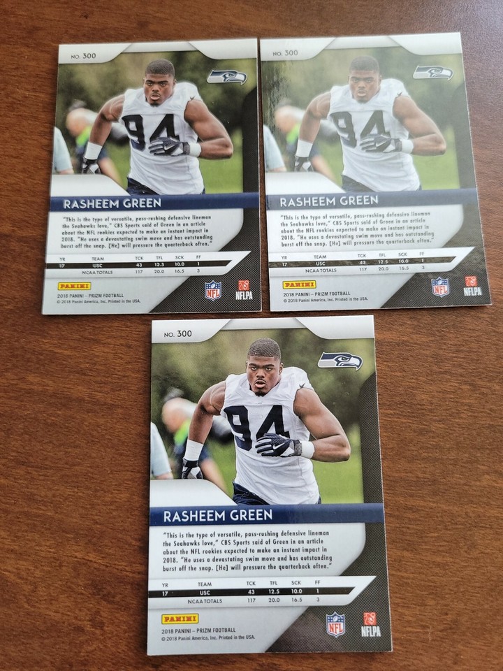 2018 Panini Prizm Rasheem Green Rookie Card Seattle Seahawks x3 Card ...