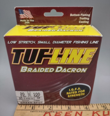 NEW TUF LINE Braided Dacron Braid FISHING LINE 20LB 100 Yds Green Spot ...