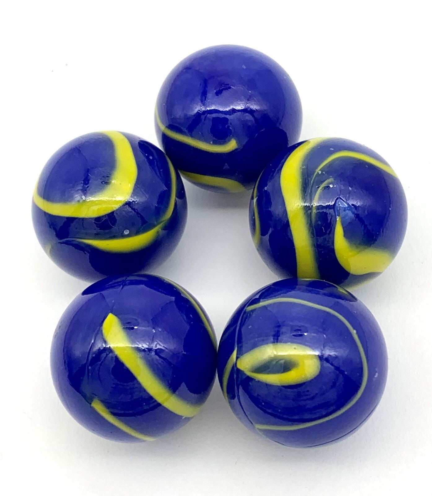 Pk 5 Angelfish 25mm 1" Glass Mega Marbles Shooters (resembles Van Gogh ...