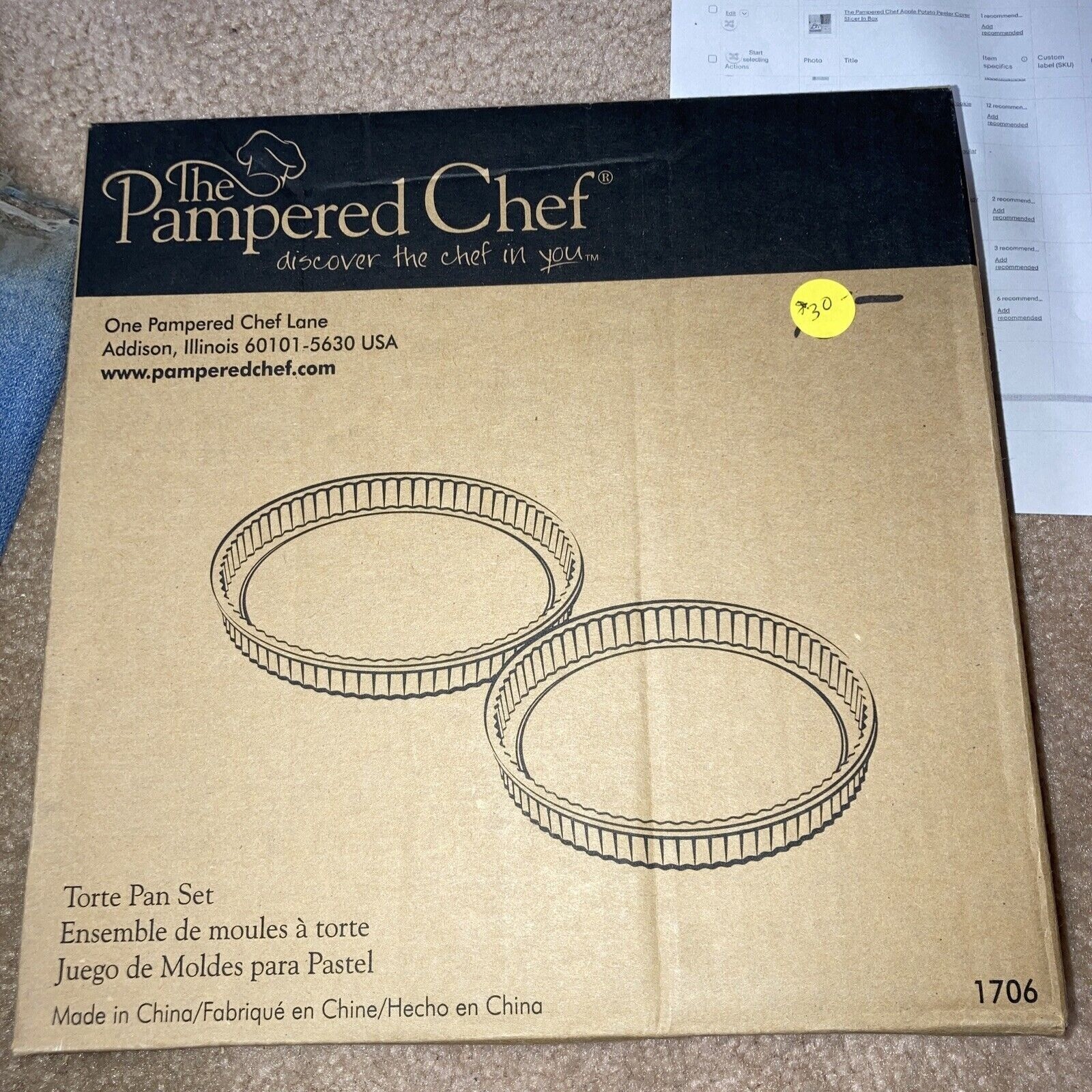 NEW Pampered Chef Torte Pan Set 10.5” Round Fluted Side 1706 Factory ...