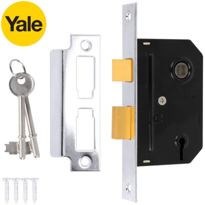 Yale CHROME SASH LOCK 3 Lever Internal Wooden Door Latch Euro Keyhole ...