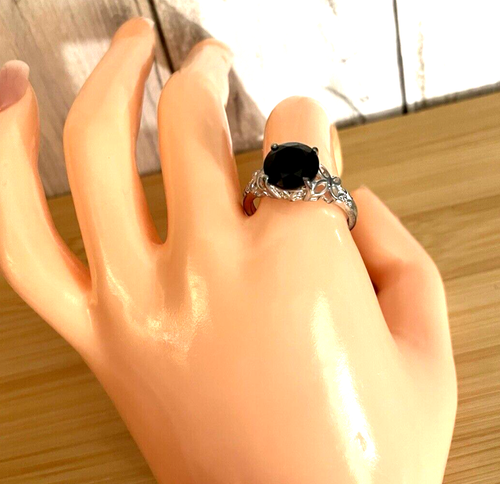 AUSTRIAN BLACK TOURMALINE SOLITAIRE RING- sterling silver- size 10 | eBay