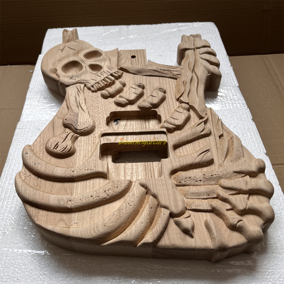 Customized CNC Carved Ash Electric Guitar Body for Lynch Skull & Bone ...