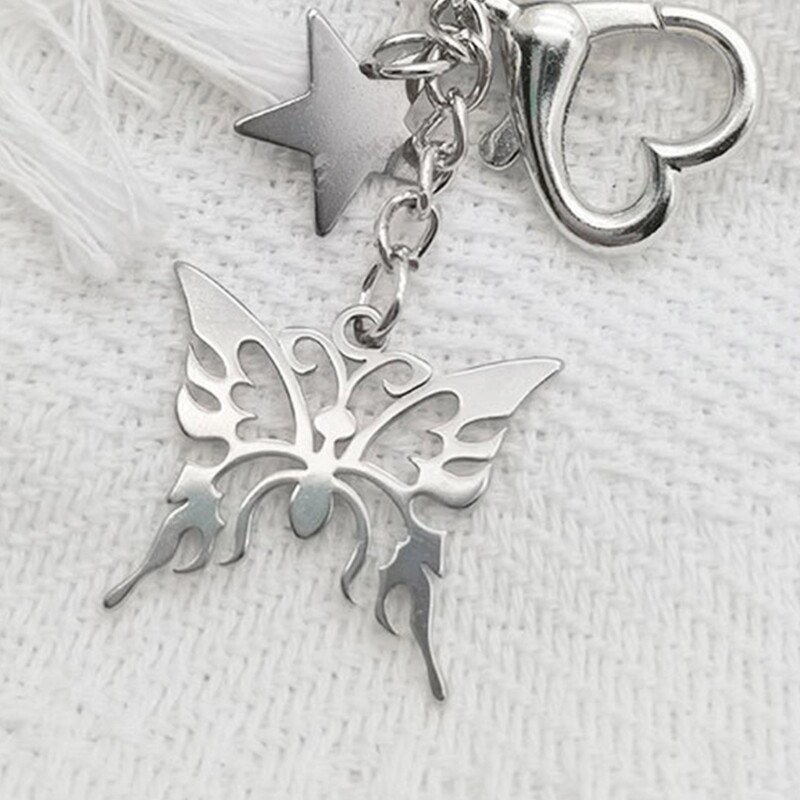Butterflies Keychain Five-pointed Star Female Car Keys Chain Rings Bag ...