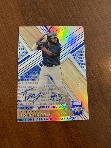 Trey Harris 2019 Panini Elite Aspirations Blue Auto #178 Braves ...