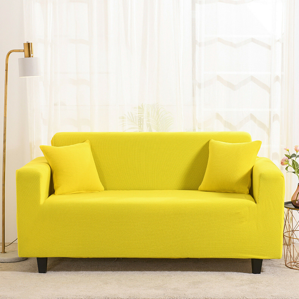 4 Seater Solid Color Sofa Covers Living Room Elastic Cover Furniture ...