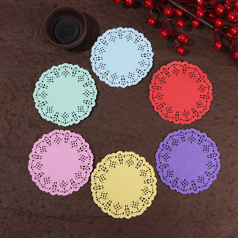 3.5''Colored Flower Lace Round Paper Doilies Placemat Craft Tableware ...