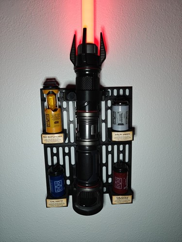 Lightsaber Wall Mount Holder + Holds 4 Kyber Crystals. Vertical Wall ...