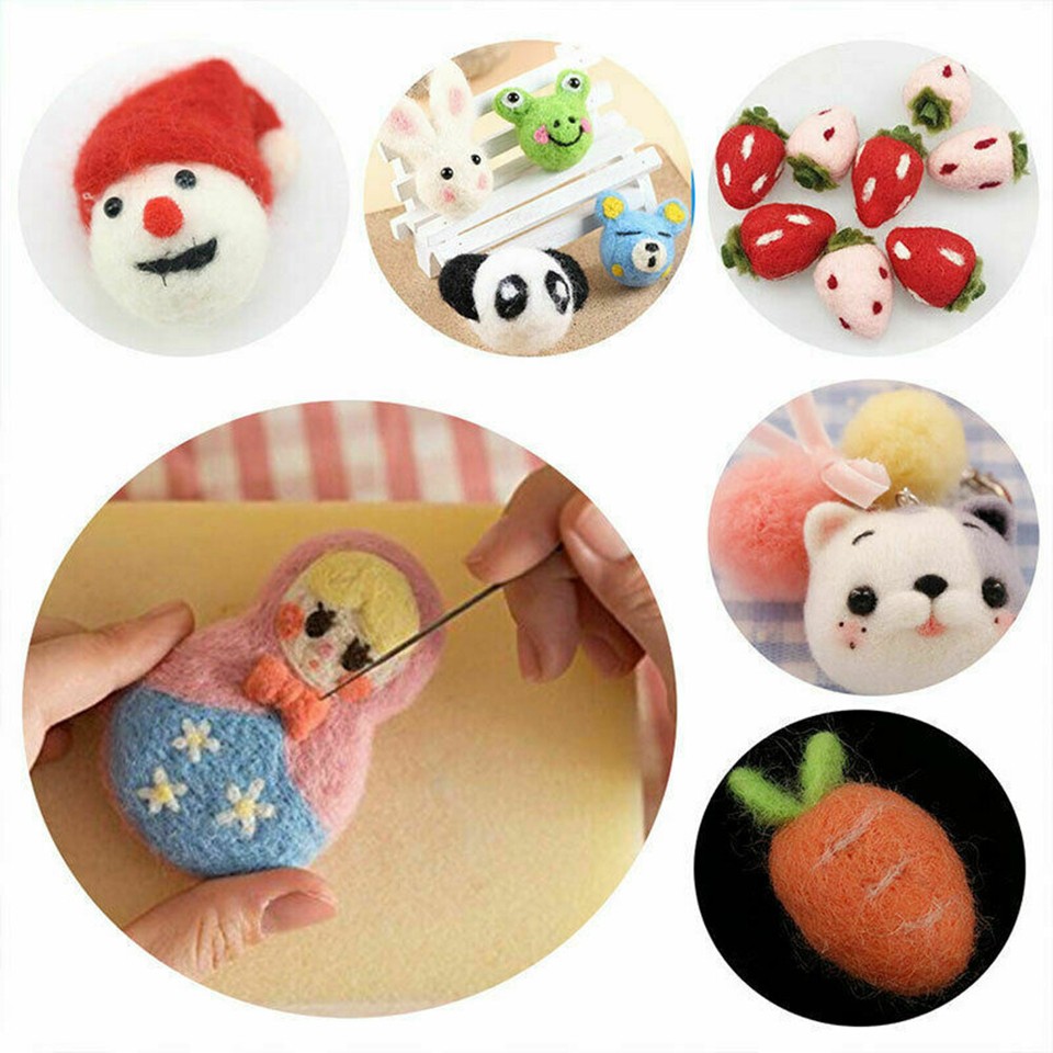 40 Colors Wool Felts + DIY Felting Craft Needles Tool Set Kit Gifts ...
