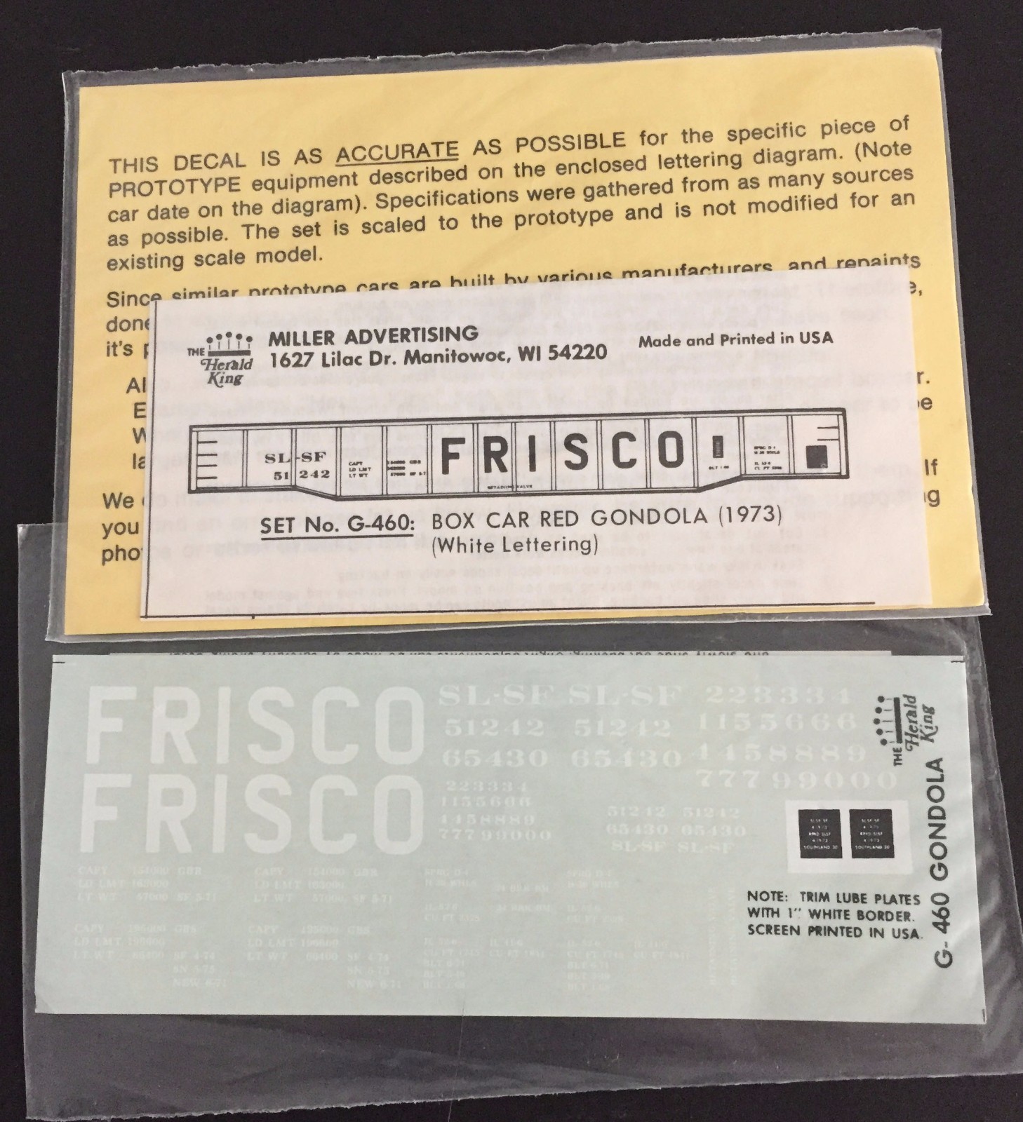 Herald King HO SLSF Frisco Boxcar Red Gon White Lettering G-460 Orig ...