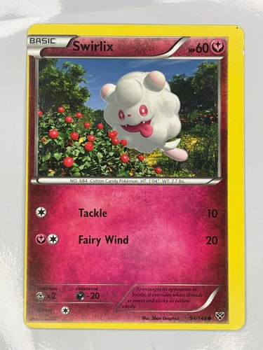 Pokémon TCG Swirlix 94/146 MISCUT Regular X&Y Base Set XY English 2014 ...