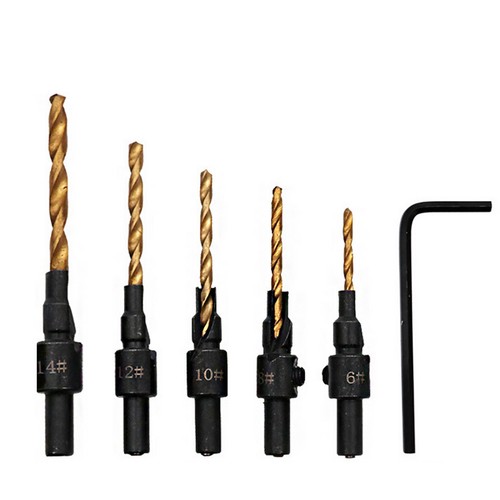 5Pcs Countersink Drill Woodworking Drill Bit Set Drilling Pilot Holes ...
