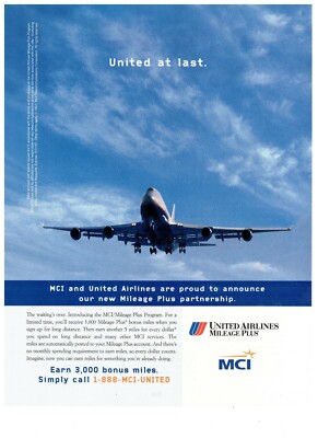 1997 United Airlines Mileage Plus MCI Frequent Flier Vintage Print ...