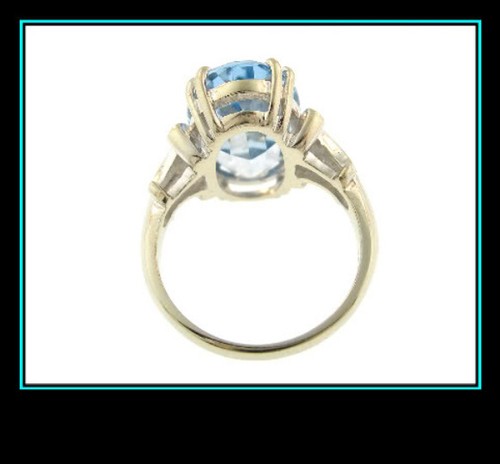 14K Solid White Gold Light Blue Stone Fashion Ring | eBay