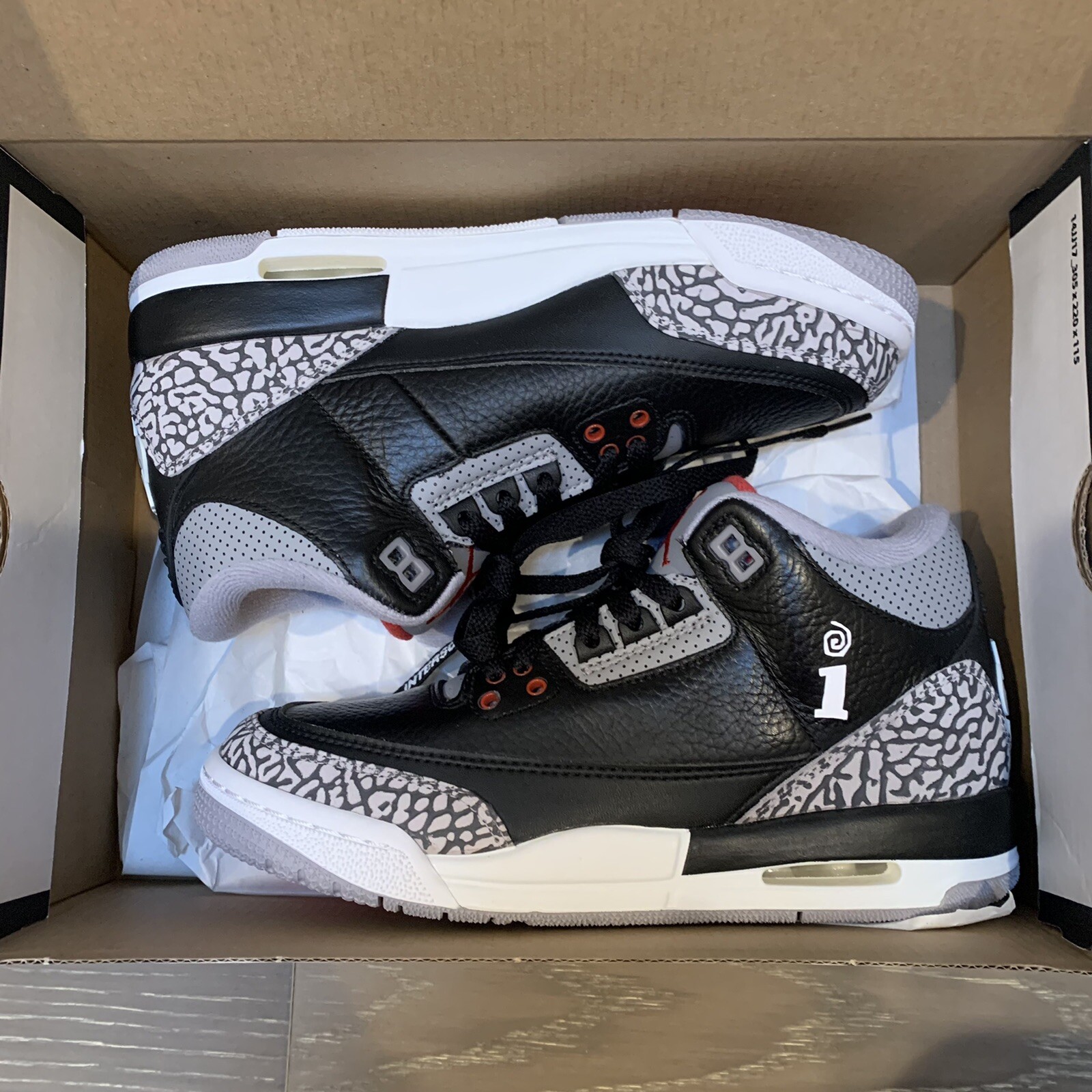 RARE 2017 Interscope Records Jordan 3 Black Cement size 5.5Y / 7W ...
