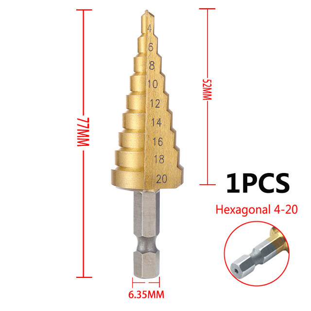 Step Drill HSS Steel Titanium Coated Stepped Drill Bit 1/4" Shank | eBay UK