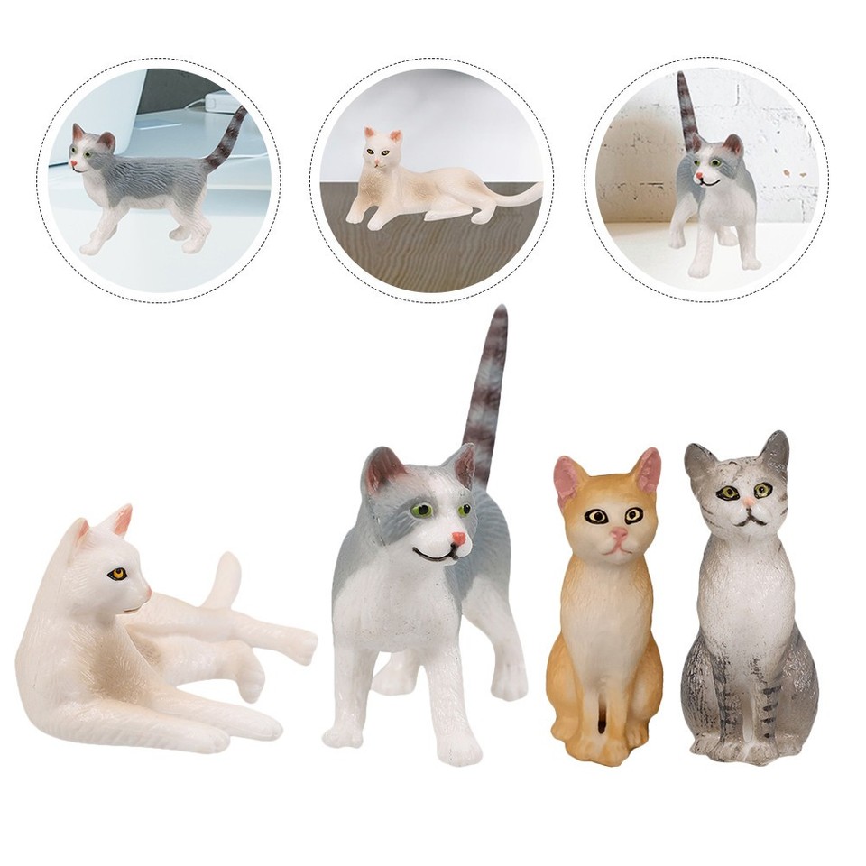 4 Pcs Cat Figures Simulation Statues Mini Creative Desktop Decoration ...