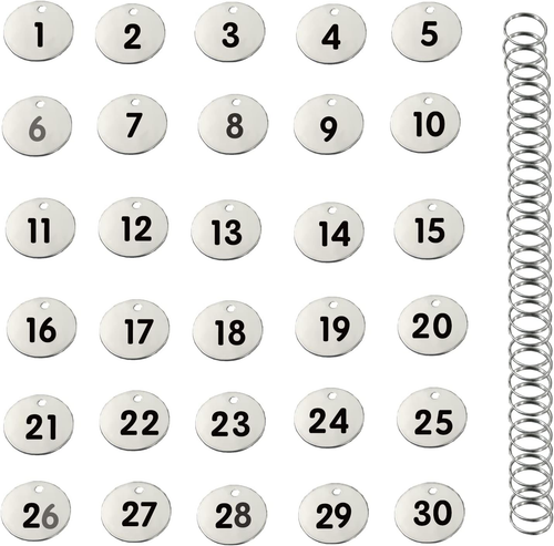 Stainless Steel Numbered Tags, round Metal Key Tags ID Tags with Rings ...