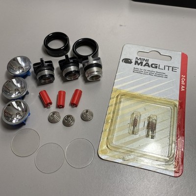 Mini Maglite AA Spare Parts, Tail Caps, Lens, Bulbs, Springs, See Pics ...