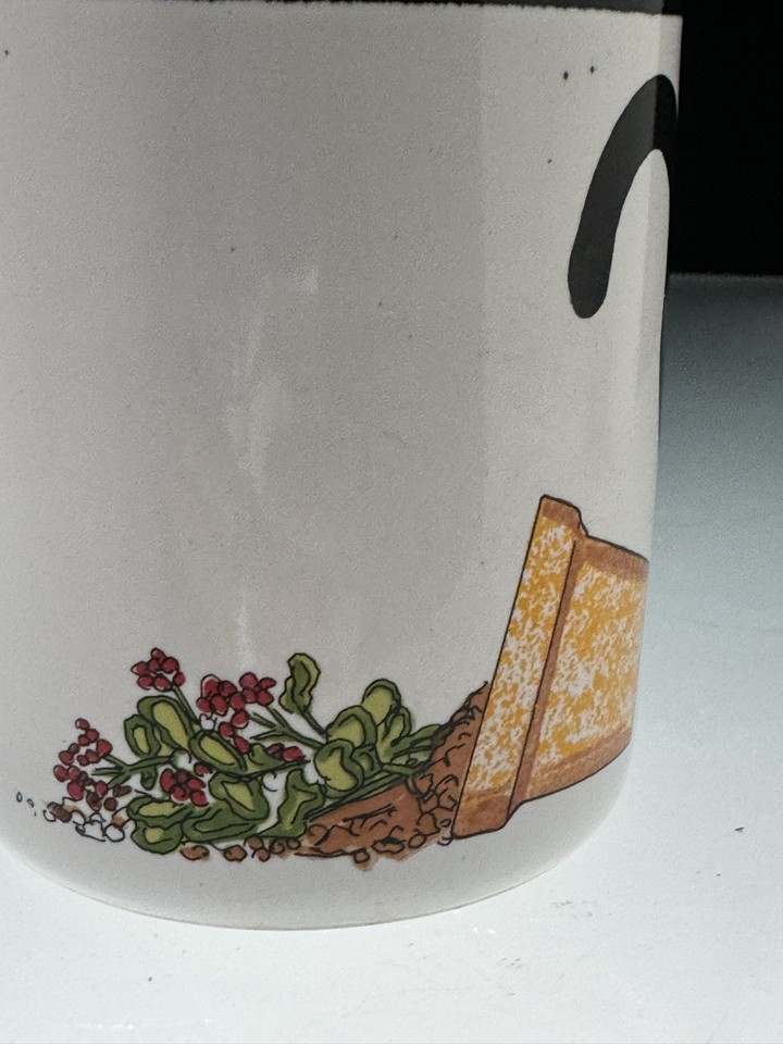 Vintage BLACK CAT MUG w/ TIPPED OVER FLOWER POT Coffee Tea Ceramic by ...