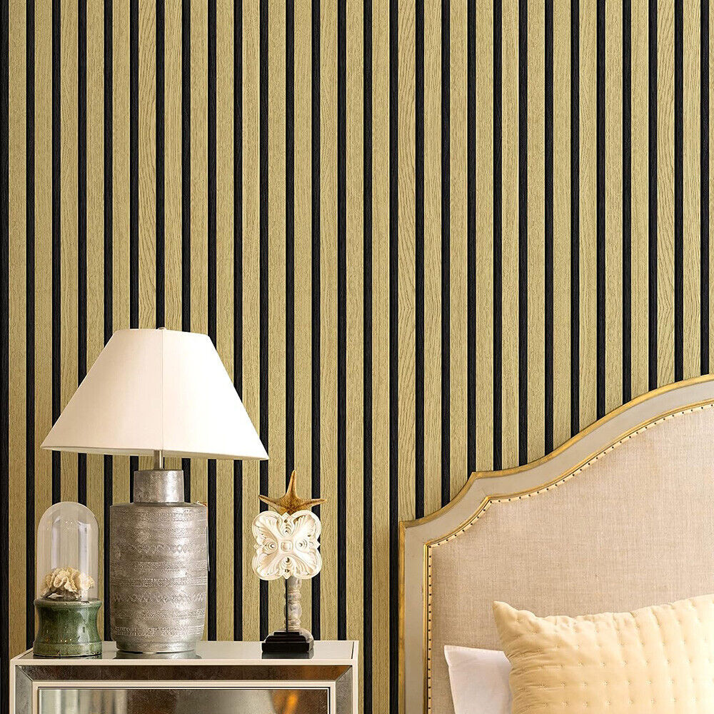 Купить Лист 10M Wood Slat Wallpaper 3D Effect Slat Panelled Self ...